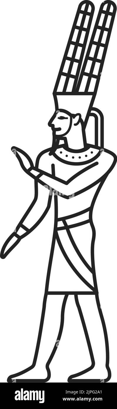 Egypt god Amun Ra, ancient Egyptian religion and mythology, vector line icon. Egypt ancient god ...