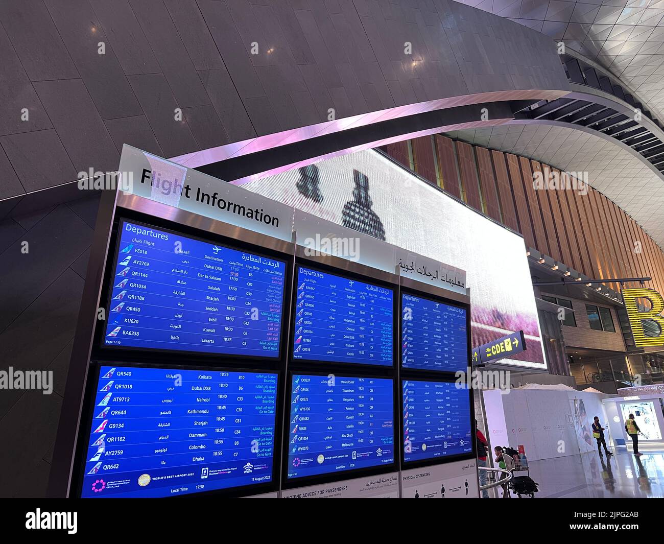 Hamad International Airport Doha Qatar. Flight Information Board Stock ...