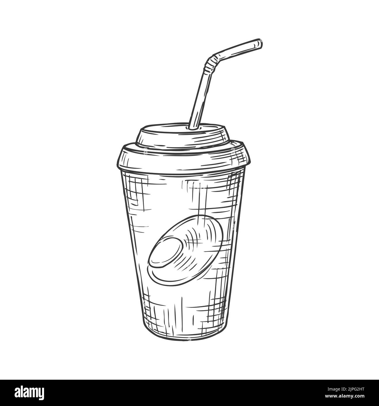 Water glass straw drawing vector Black and White Stock Photos & Images ...