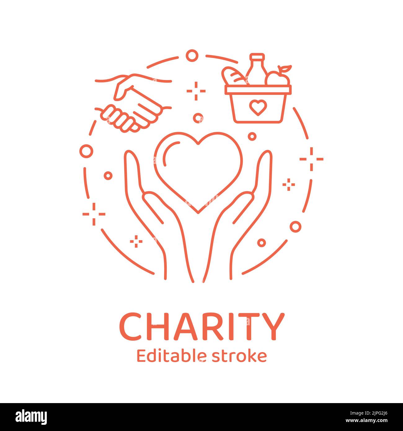 Charity concept icon. Donate, volunteer, non profit vector line ...