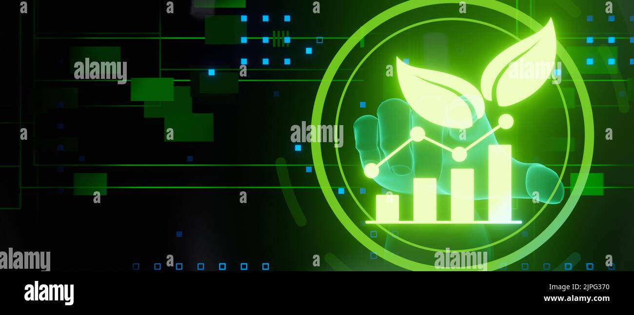 Green economy growth concept with business and finance 3D Render Stock ...