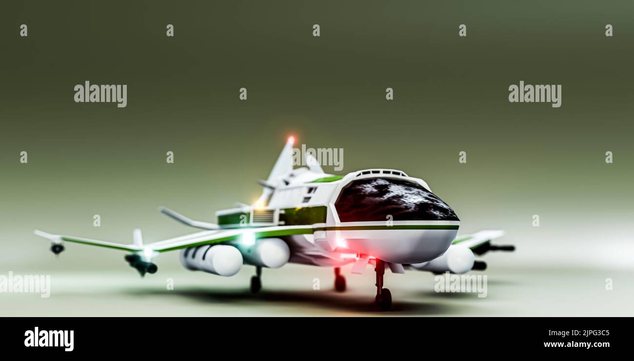 spaceship isolated on green background 3d illustration Stock Photo - Alamy