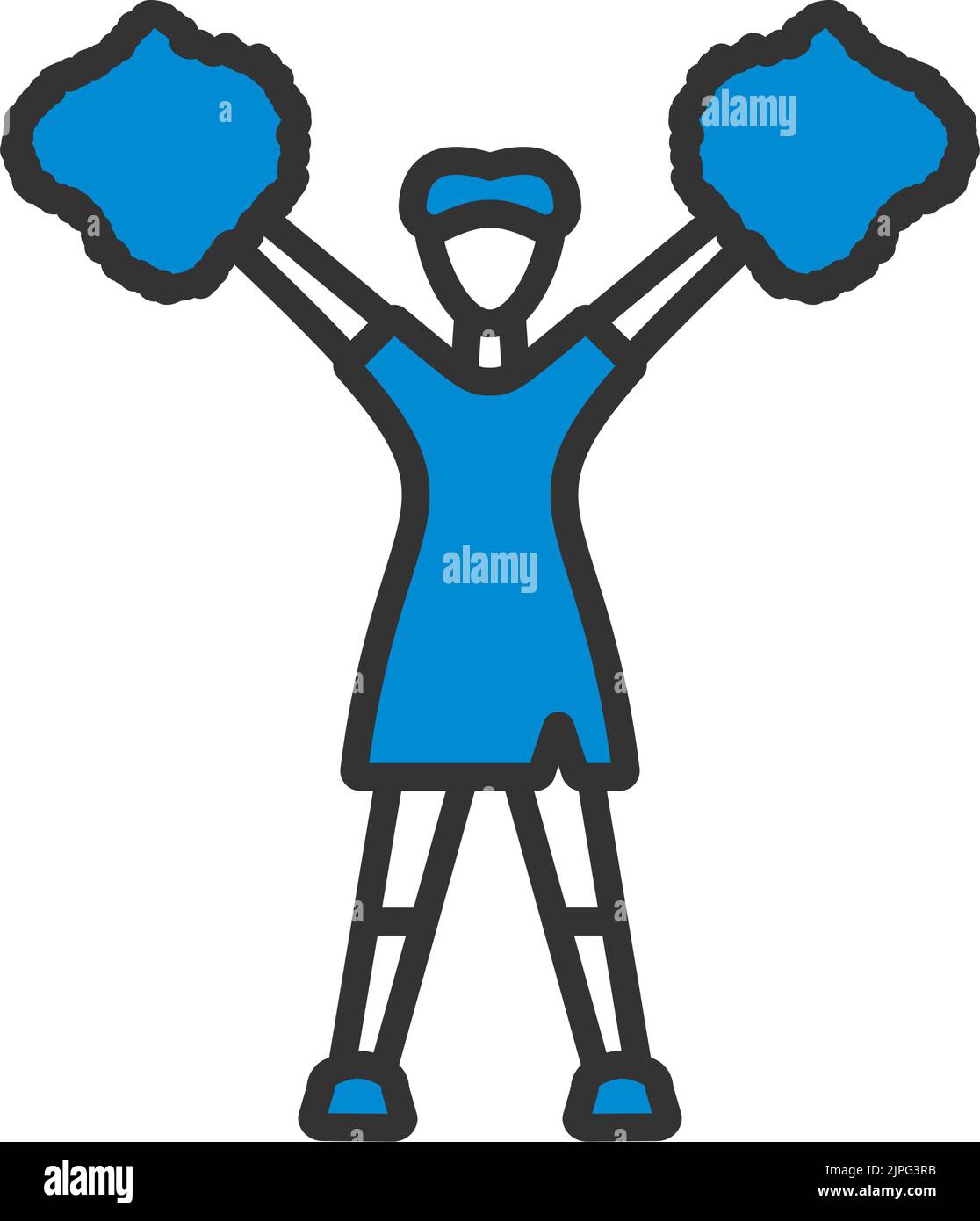 American Football Cheerleader Girl Icon. Editable Bold Outline With ...