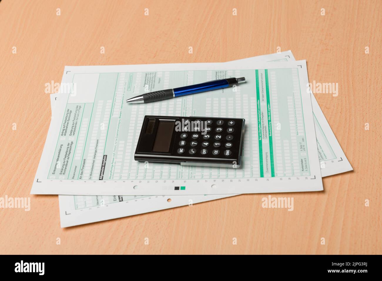 close-up of forms and tools for filing a tax declaration Stock Photo ...