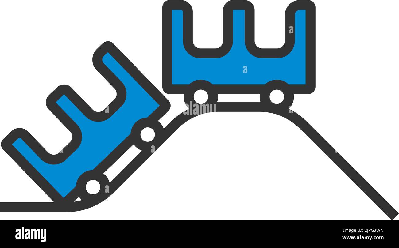 Small Roller Coaster Icon. Editable Bold Outline With Color Fill Design ...