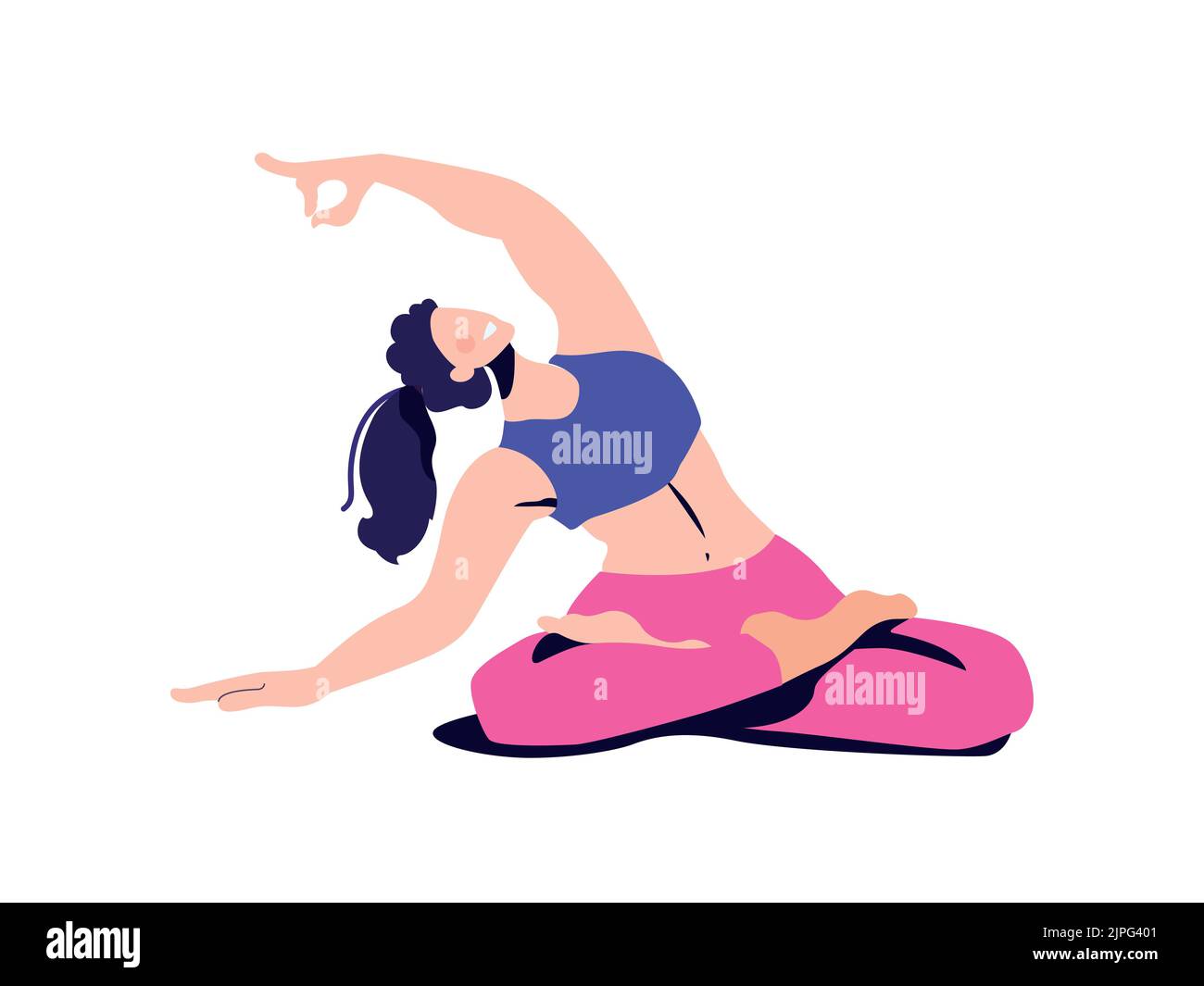 Yoga poses. Woman doing the stretching exercises at home. Pose tree ...