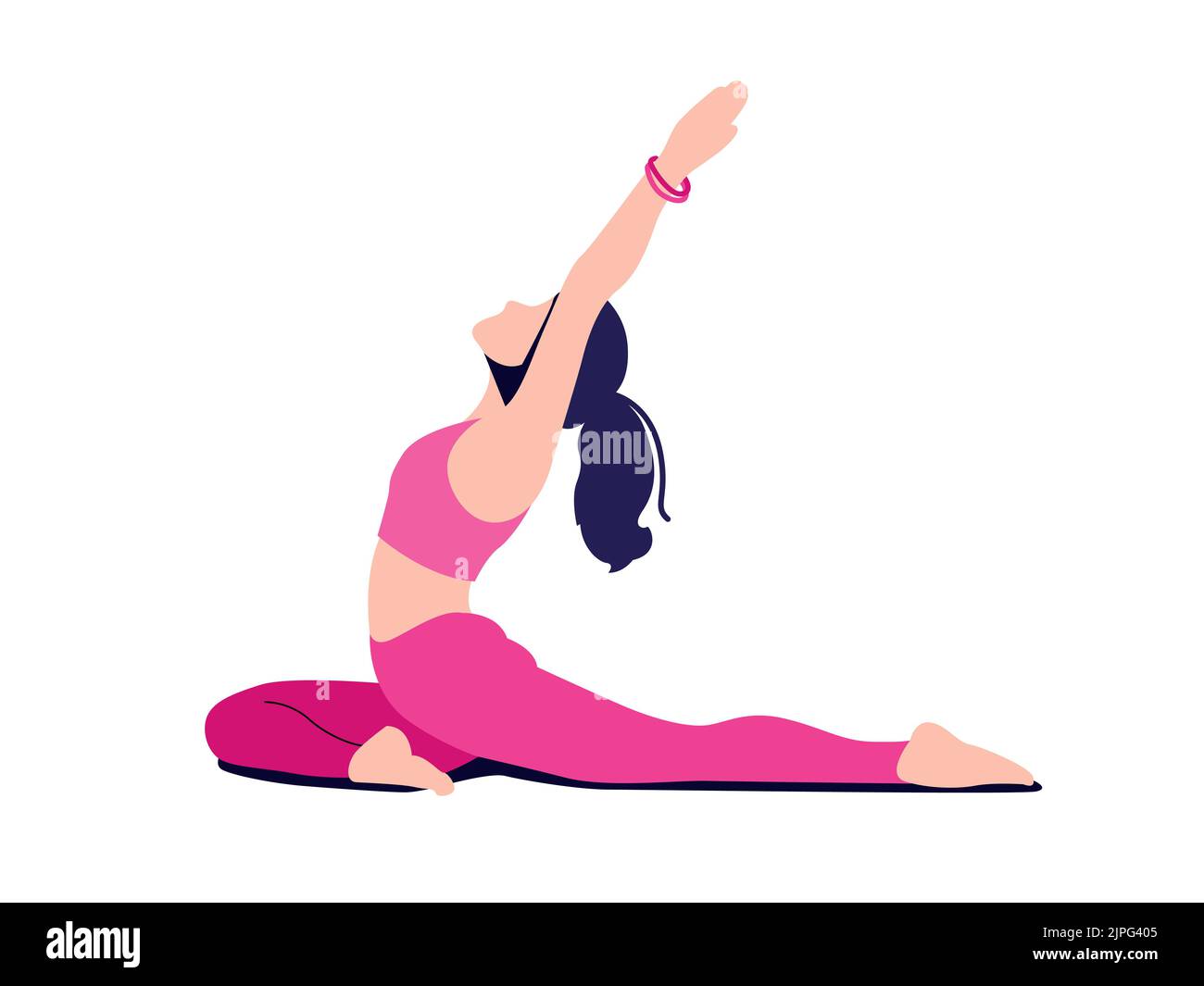 Yoga poses. Woman doing the stretching exercises at home. Pose tree ...
