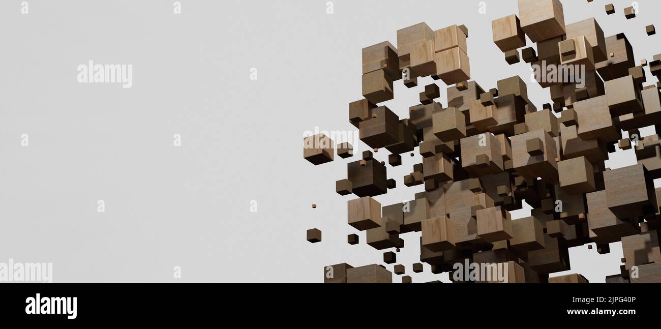 Network big data technology concept wooden blocks data technology 3D ...
