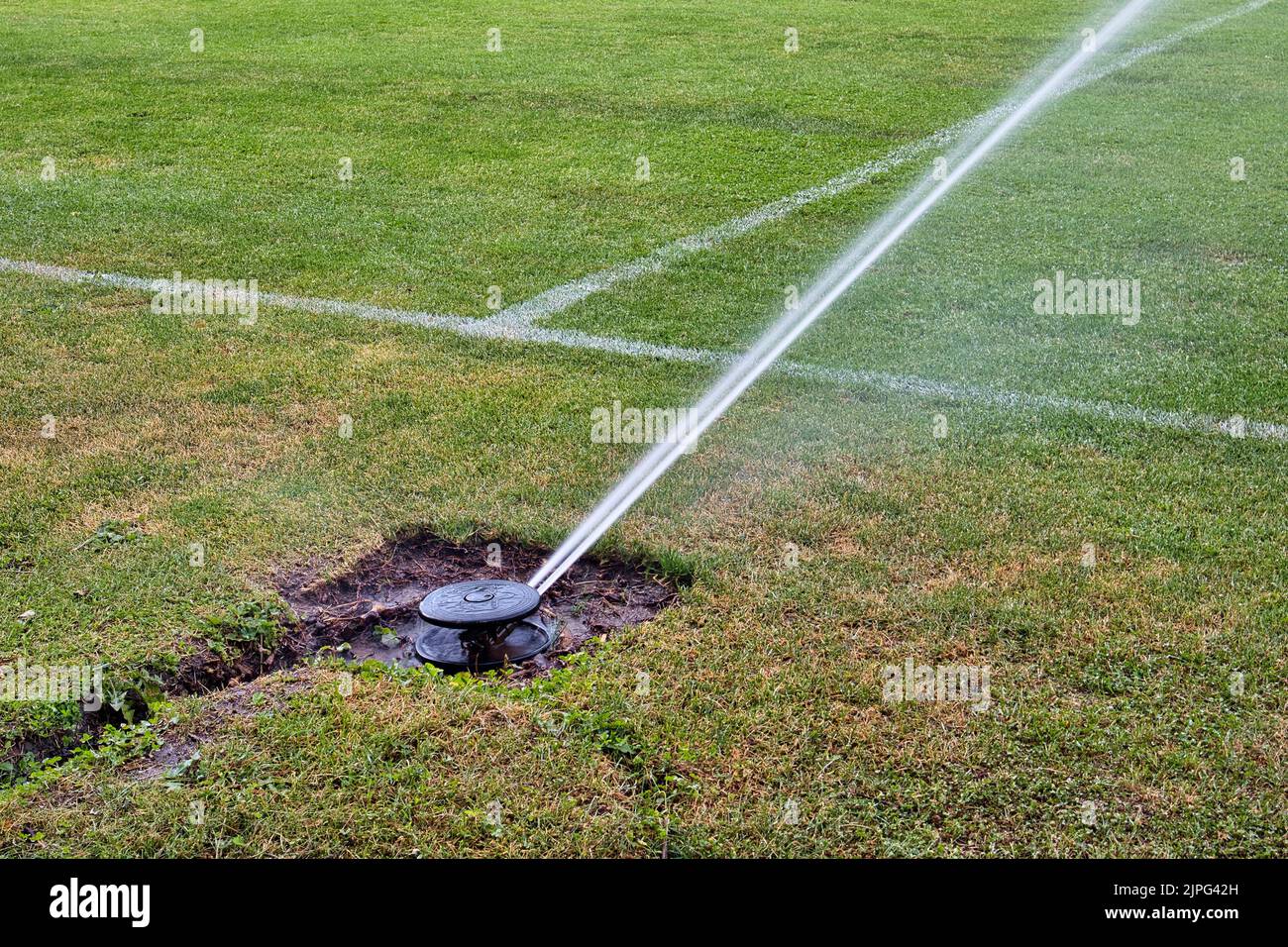 Football ground sprinkler hi-res stock photography and images - Alamy