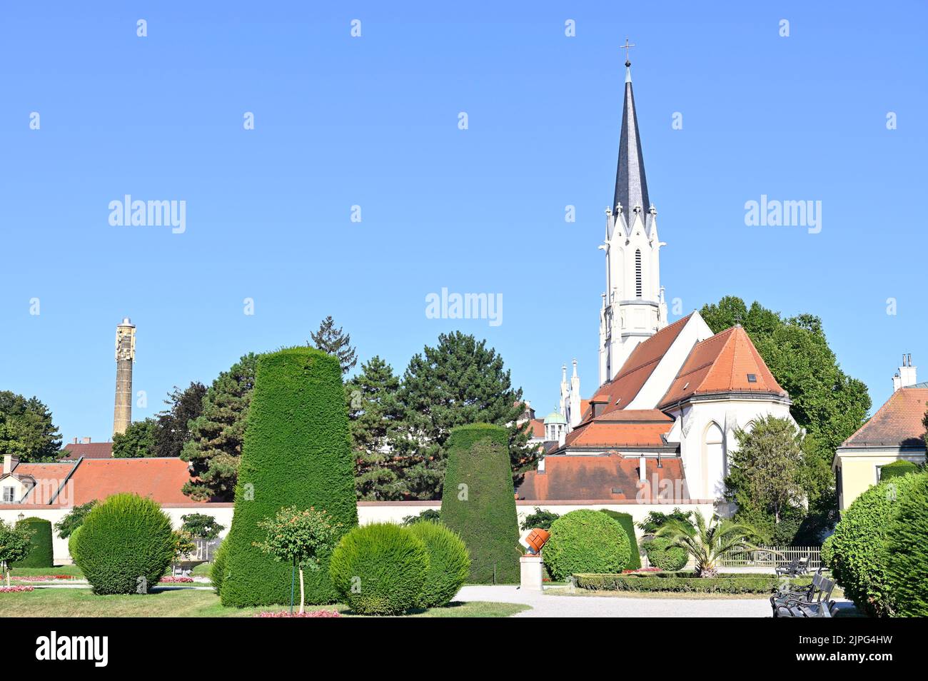 Vienna, Austria. View from Schönbrunn Palace Park to the Parish Church ...
