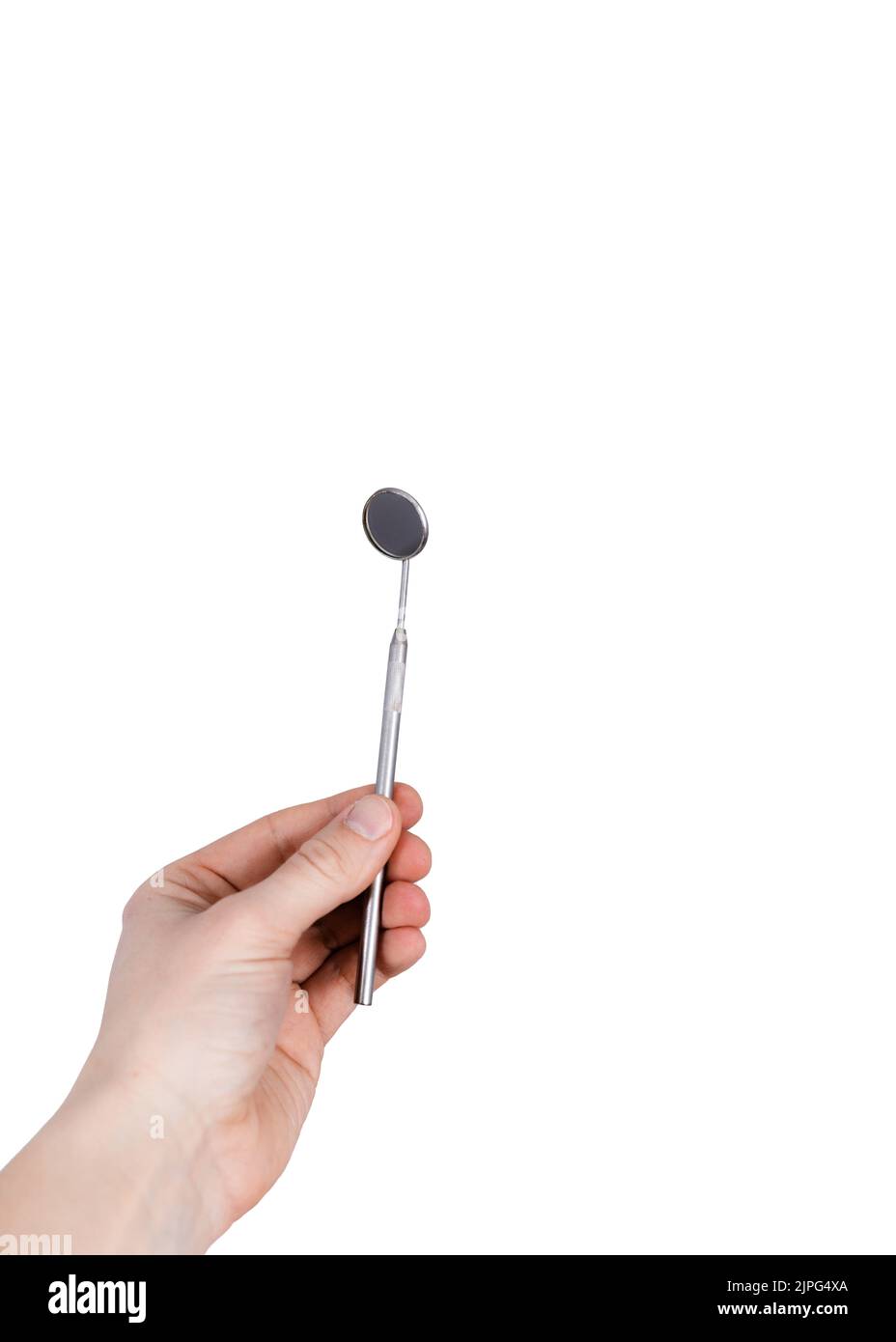 Mirror dentist tool for examining teeth on a white background Stock ...