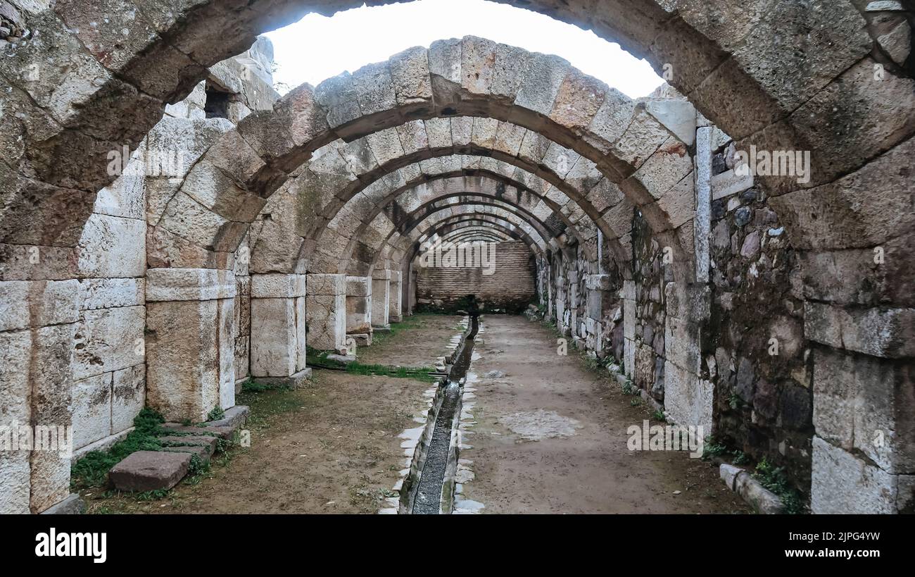 Structure arches and water channels inside the ancient city of Smyrna ...