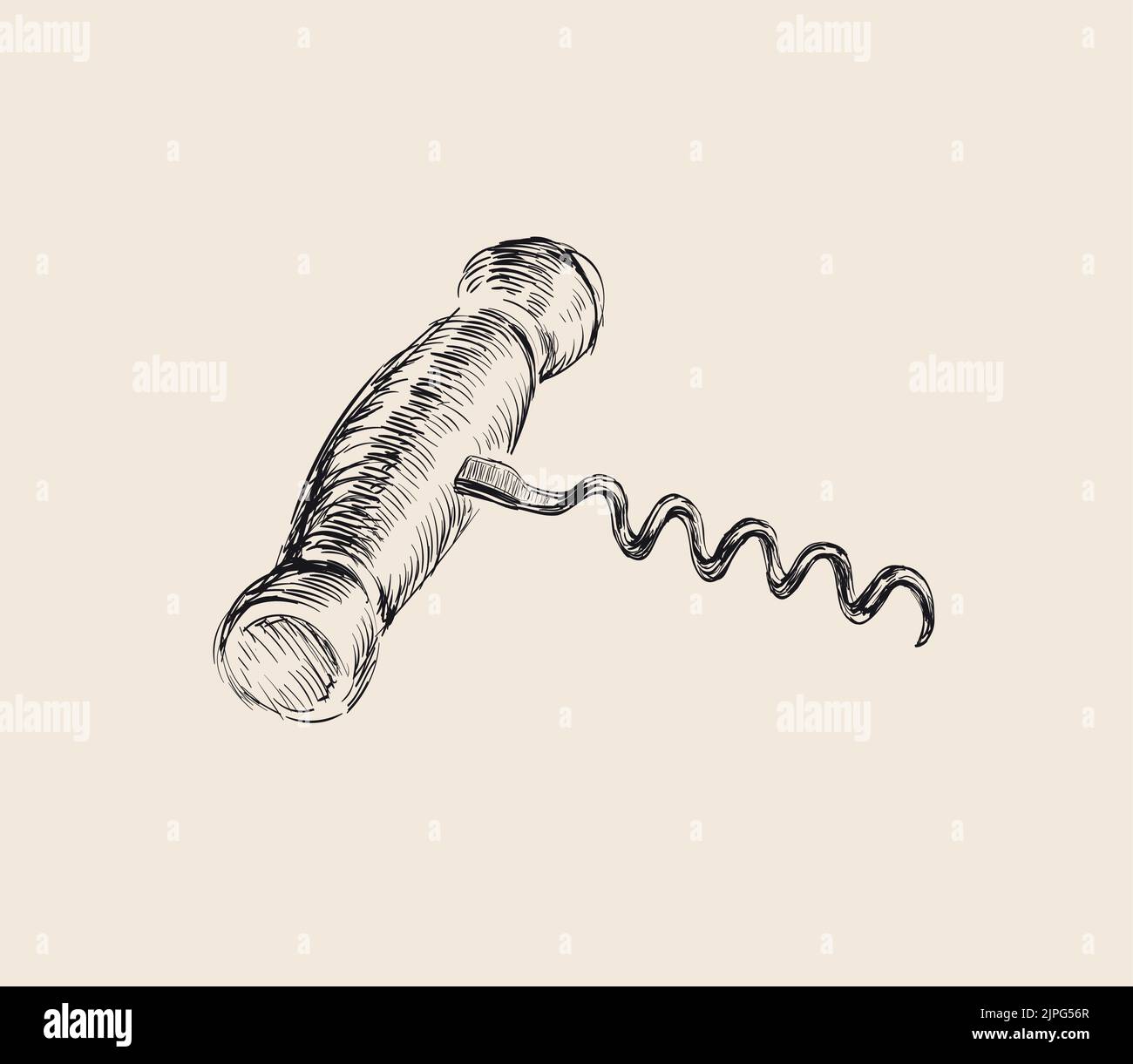 Corkscrew Hand Drawing Vector Illustration. Vintage style Stock Vector ...