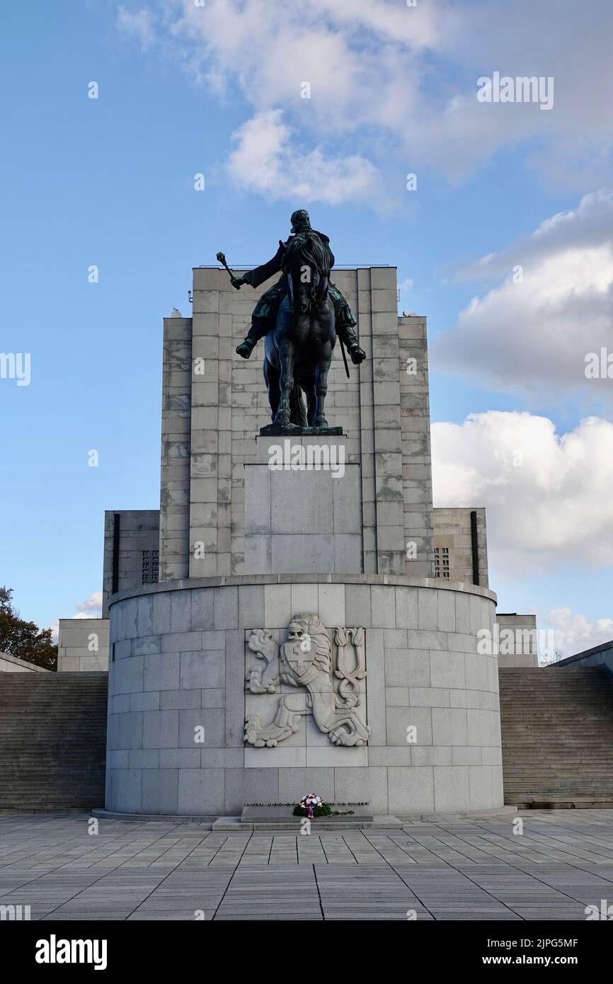 Equestrian statue of Jan Zizka in front of National Monument at Vitkov ...