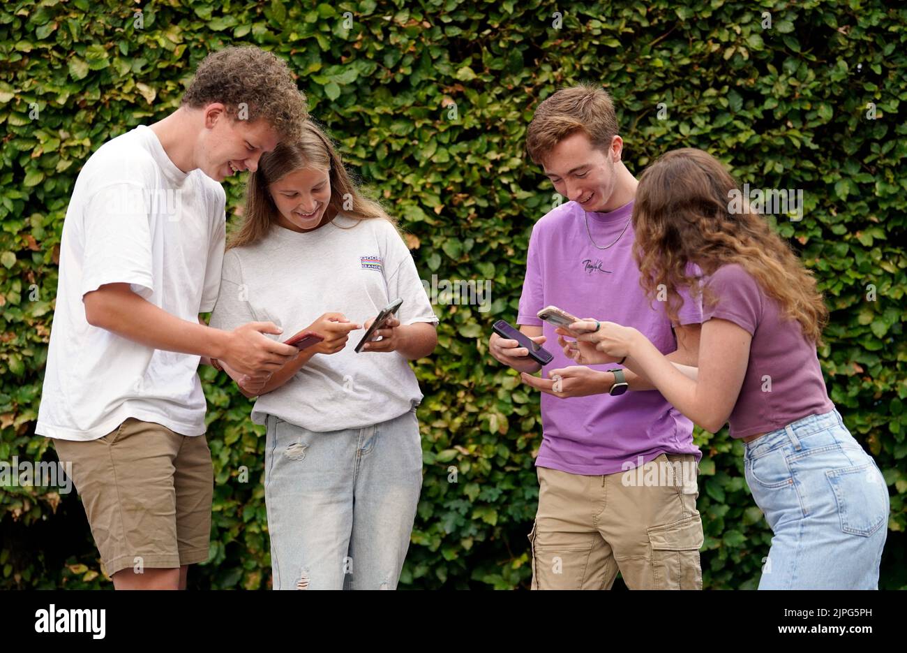 (left to right) Students Ben Surtees, Bryony Lucas, James McSaprron and ...