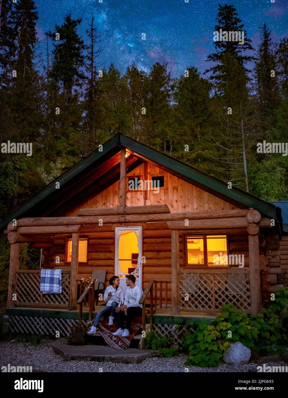 Wooden hut in an autumn forest, cabin off the grid, wooden cabin ...