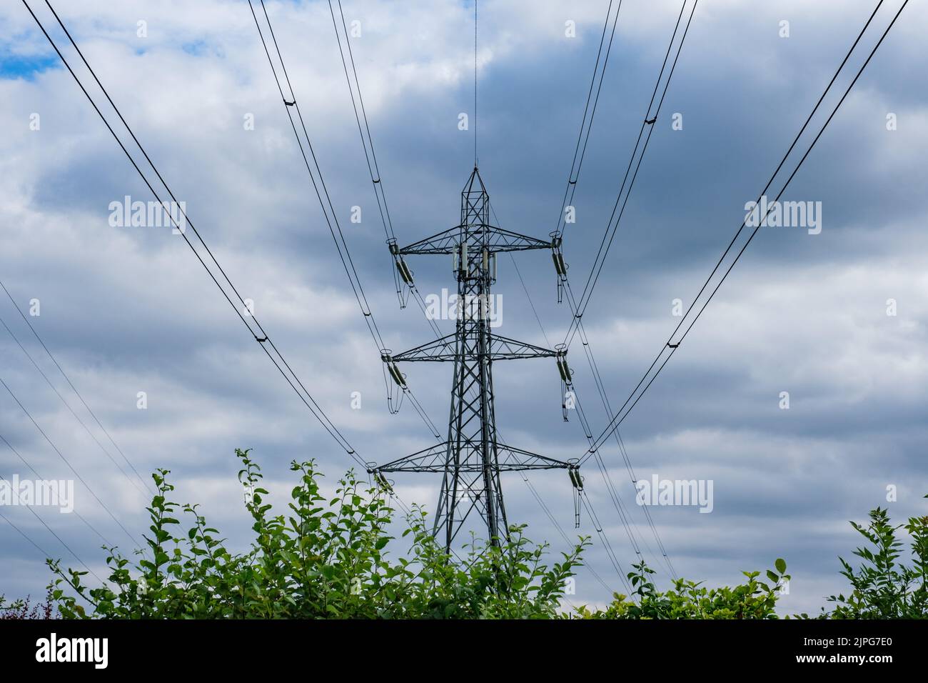 Pylon Lines spanning the countryside in North West England Stock Photo ...