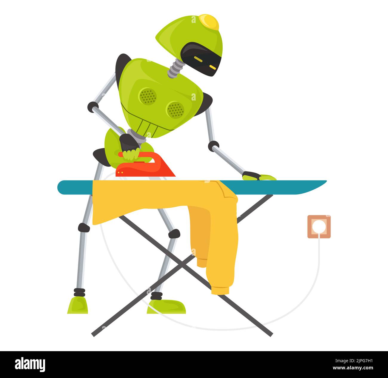 Robot assistant ironing clothes vector flat icon Stock Vector Image ...