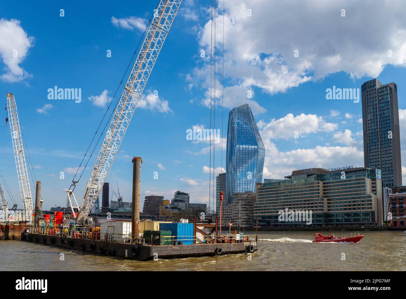 Construction work in progress near Blackfriars Bridge London for the ...