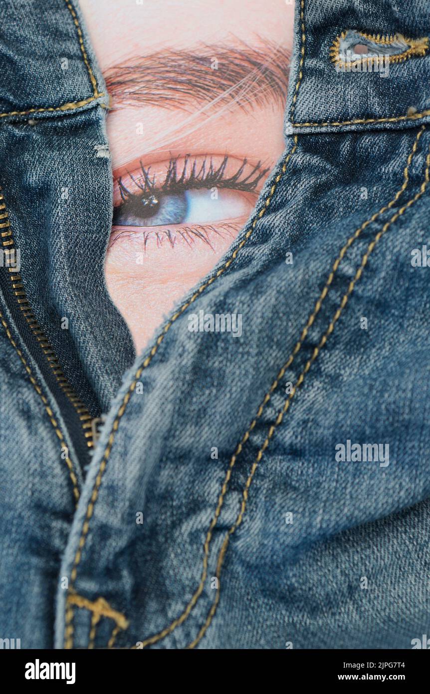 women eye inside blue jeans Stock Photo - Alamy