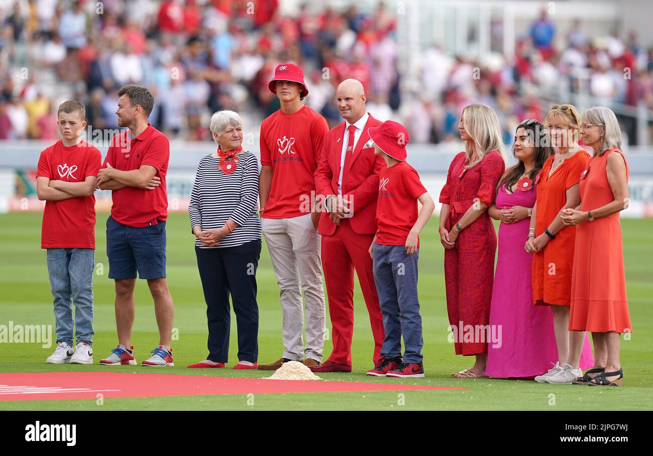 Andrew Strauss and his children Sam and Luca wearing red for the Ruth ...