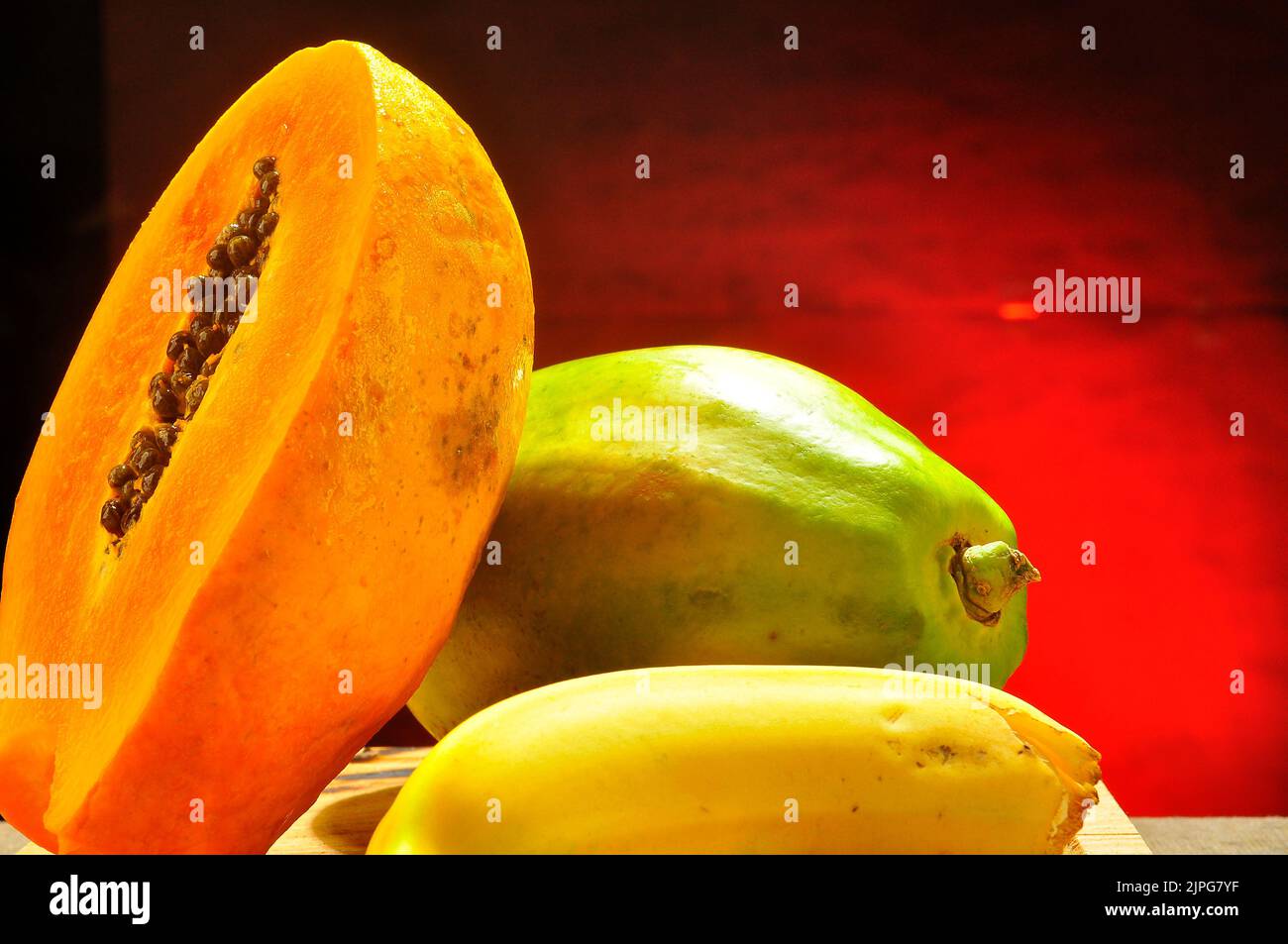 Tropical fruits on the table, healthy food Stock Photo - Alamy