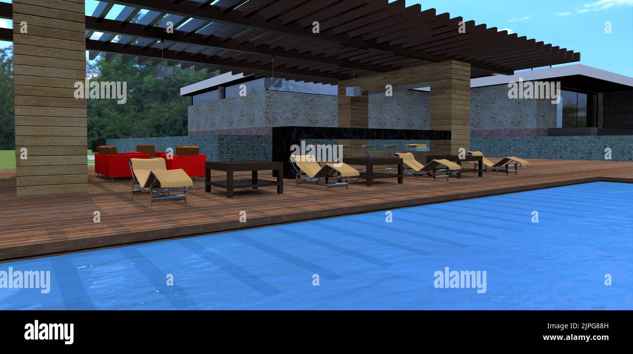 Pool area with decking hi-res stock photography and images - Alamy