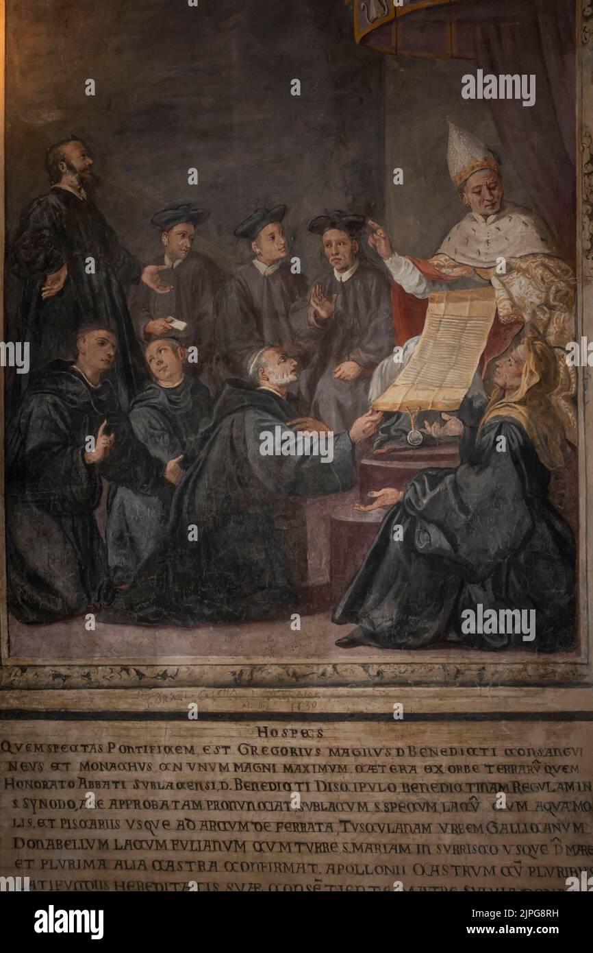 Subiaco, Italy - August 2022 - Fresco in Monastery of the order of San ...