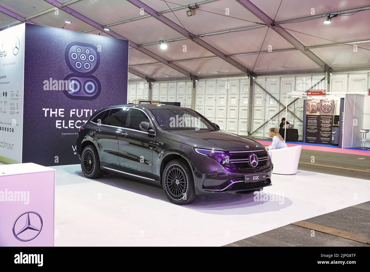 Farnborough, Hants, UK. 18th Aug, 2022. Mercedes EQC electric SUV on ...