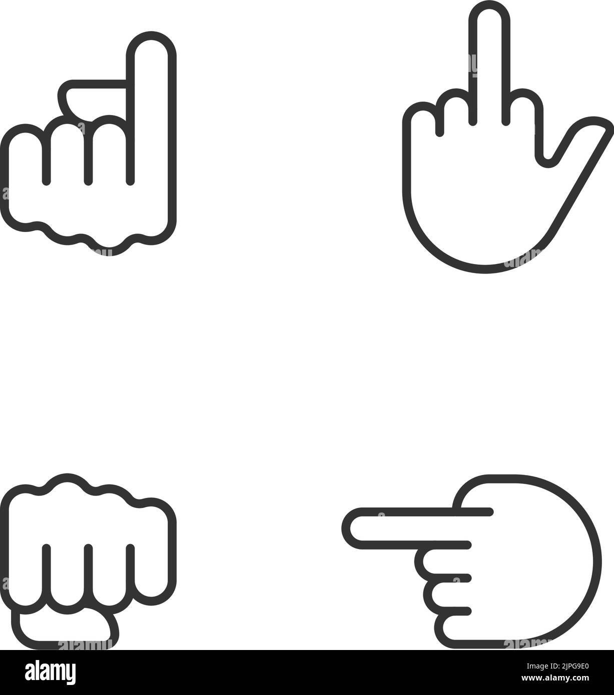 Pointing fingers and fist pixel perfect linear icons set Stock Vector ...