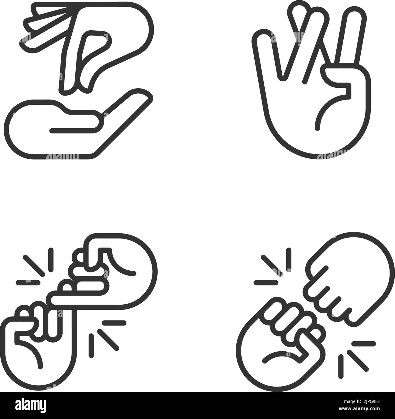 Using Gestures For Communication Pixel Perfect Linear Icons Set Stock Vector Image And Art Alamy