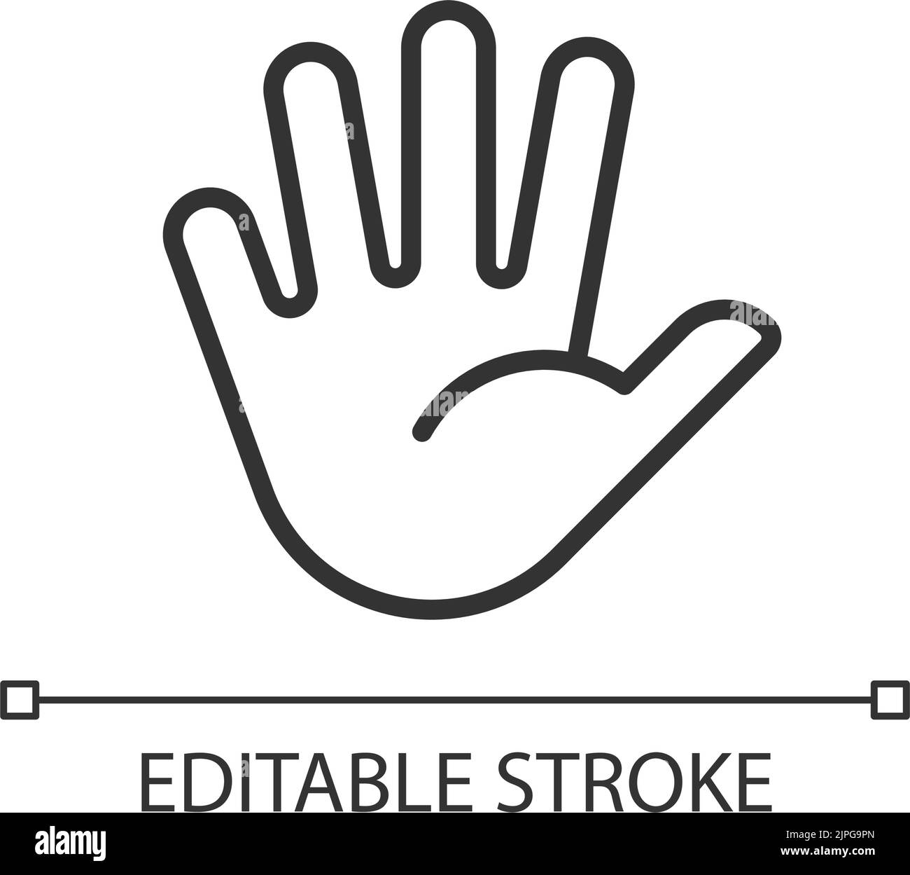 Hand with splayed fingers pixel perfect linear icon Stock Vector Image ...