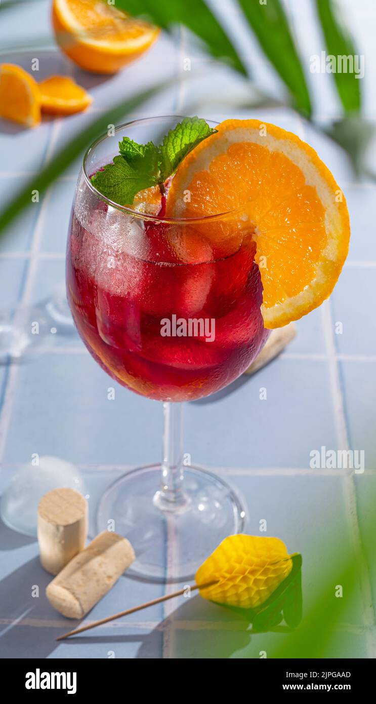 Traditional Spanish summer refreshing drink, cocktail, Tinto de verano ...