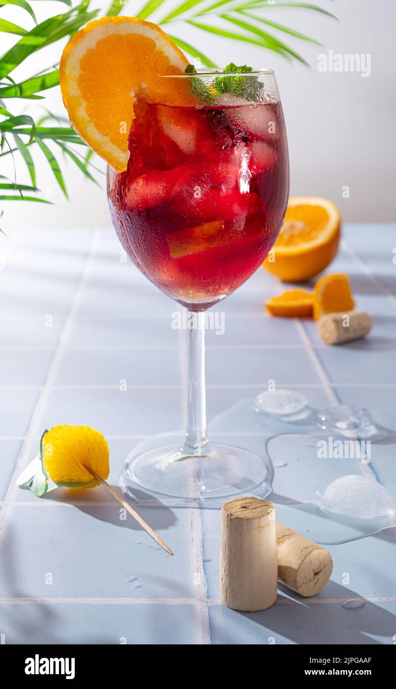 Traditional Spanish summer refreshing drink, cocktail, Tinto de verano ...