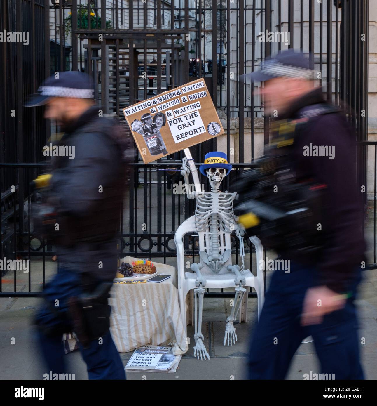 During the Partygate scandal Sodem demonstrate outside Downing Street ...