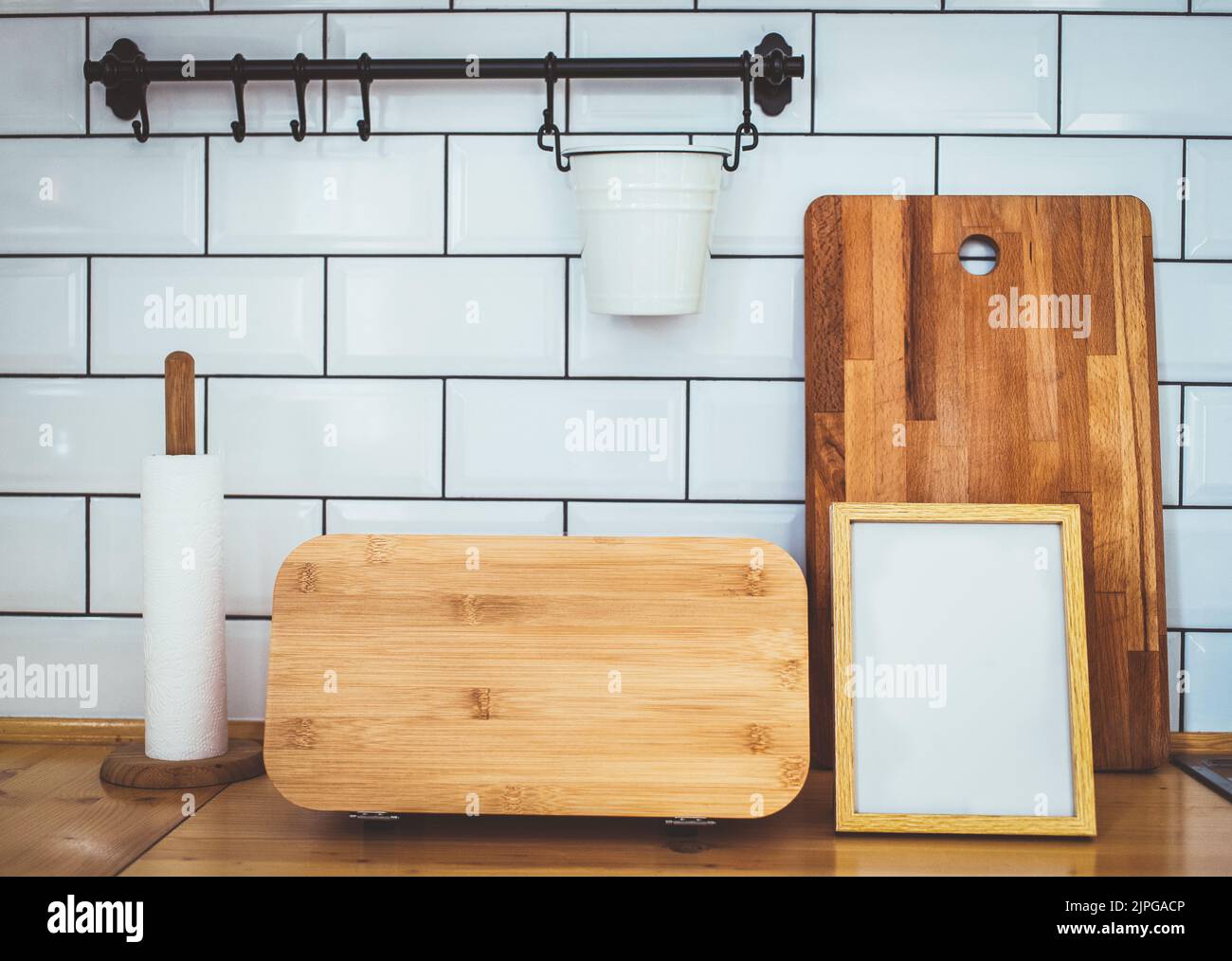 bright modern kitchen detail mock up for product presentation Stock ...