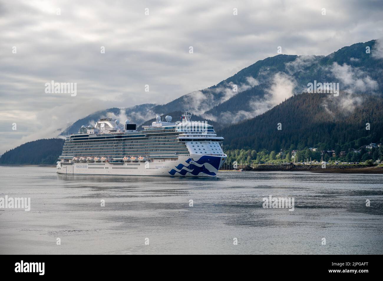 Juneau, Alaska - July 27, 2022: Cruise ship Discovery Princess arriving at Juneau's cruise ship ...