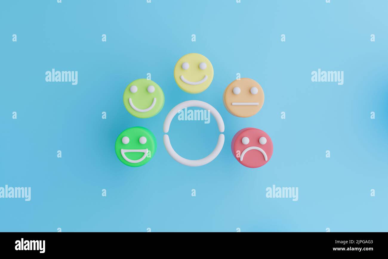Set of emoji emoticons with sad and happy mood. Customer evaluation and ...