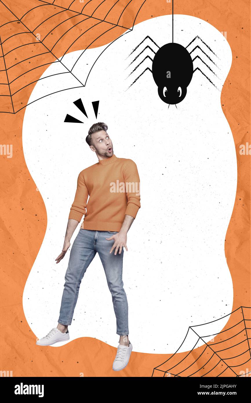 Photo sketch graphics artwork picture of scared impressed guy looking ...