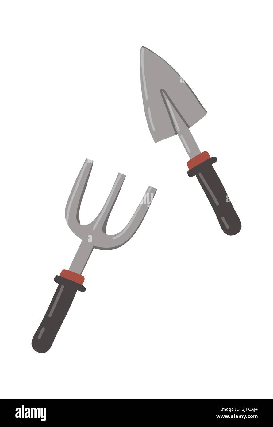 Garden tools. Gardening trowel. Cartoon farm instruments. Vector flat ...