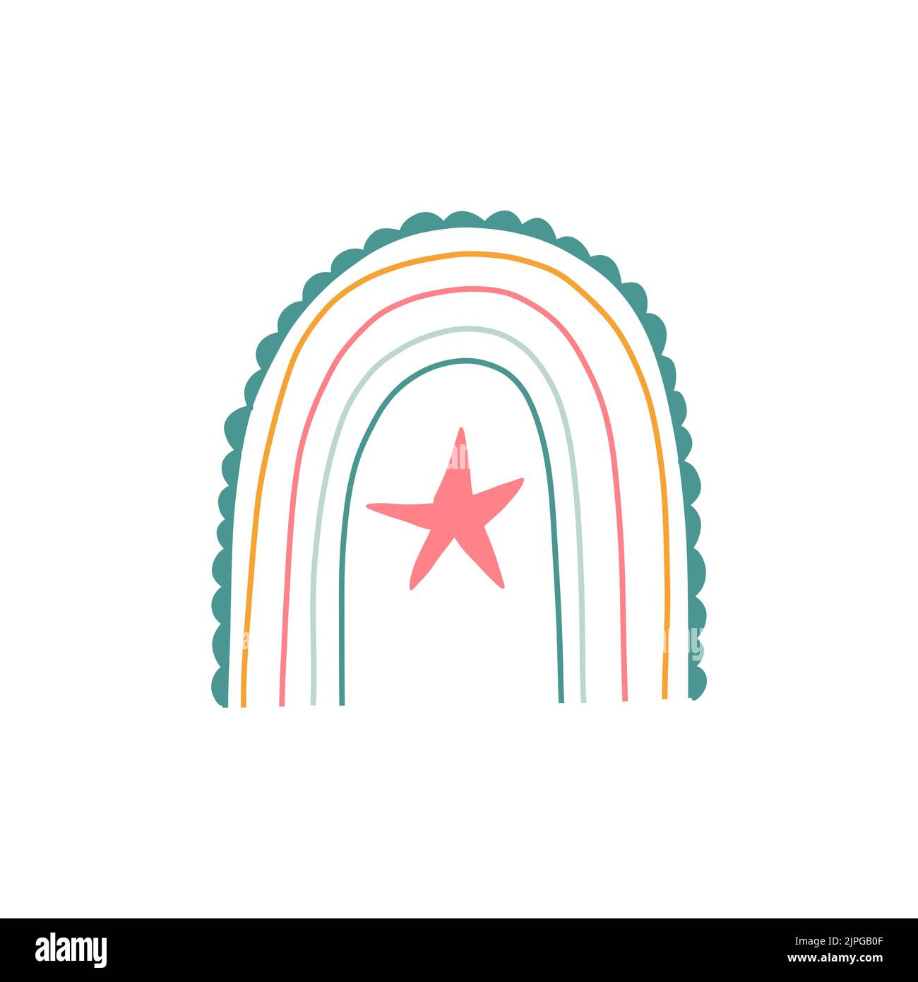 Pastel boho rainbow. Cute hand drawn modern stickers for nursery ...