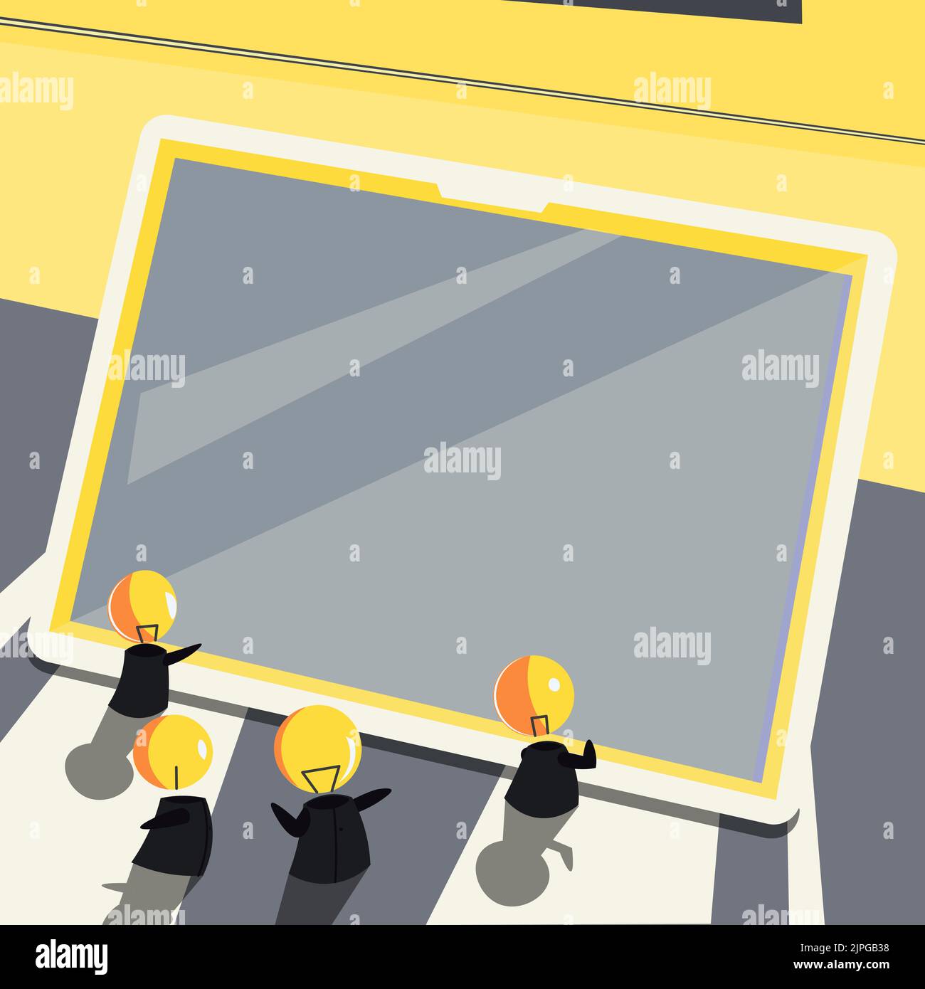 Little Robots Drawing Pressing On Tablet With Important Messages. Small ...