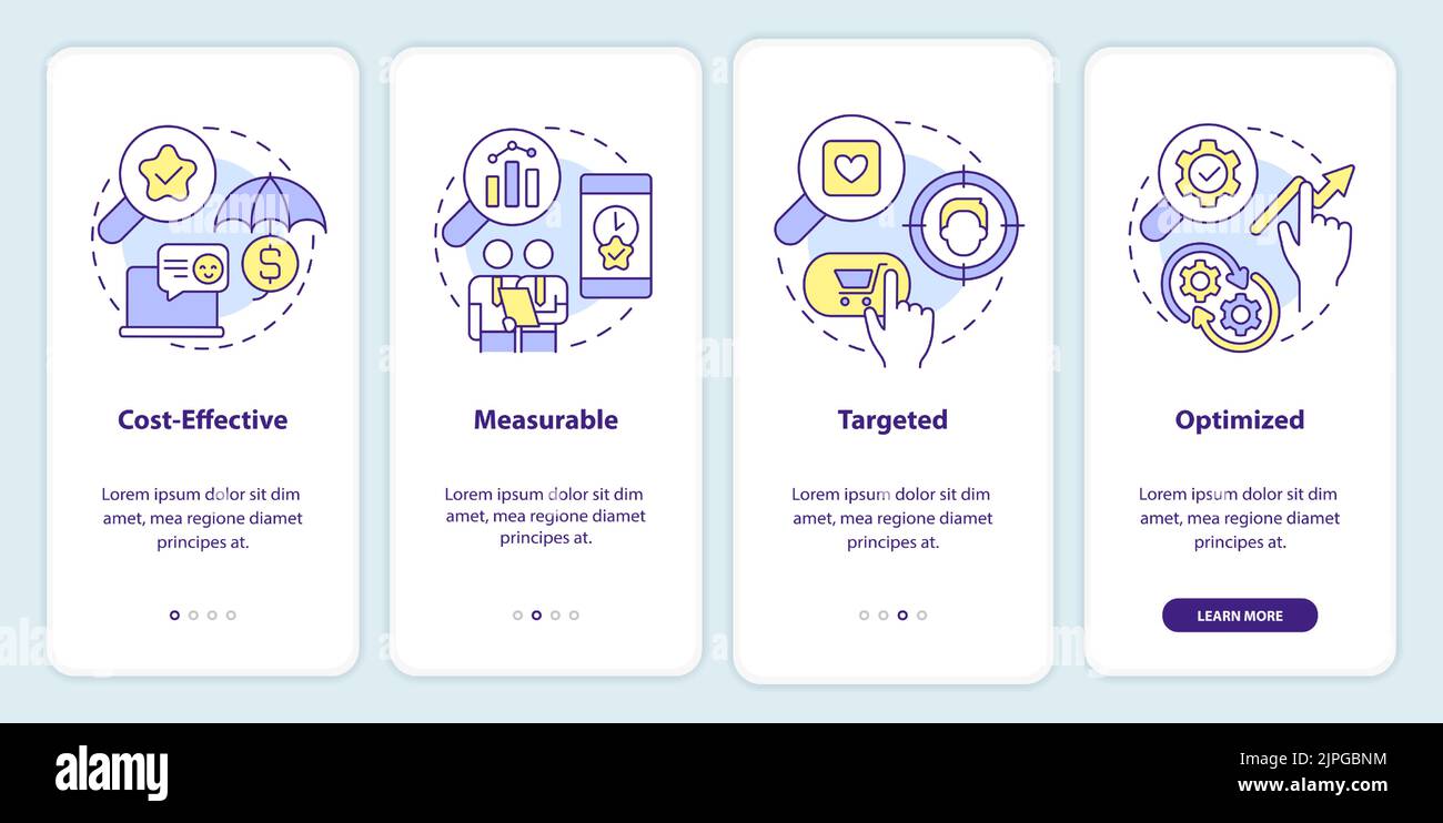 Digital advertising benefits onboarding mobile app screen Stock Vector Image & Art - Alamy