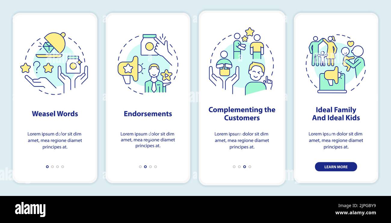 Advertising techniques onboarding mobile app screen Stock Vector Image & Art - Alamy