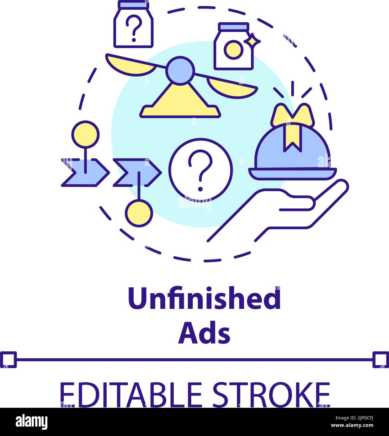 Unfinished ads concept icon Stock Vector Image & Art - Alamy