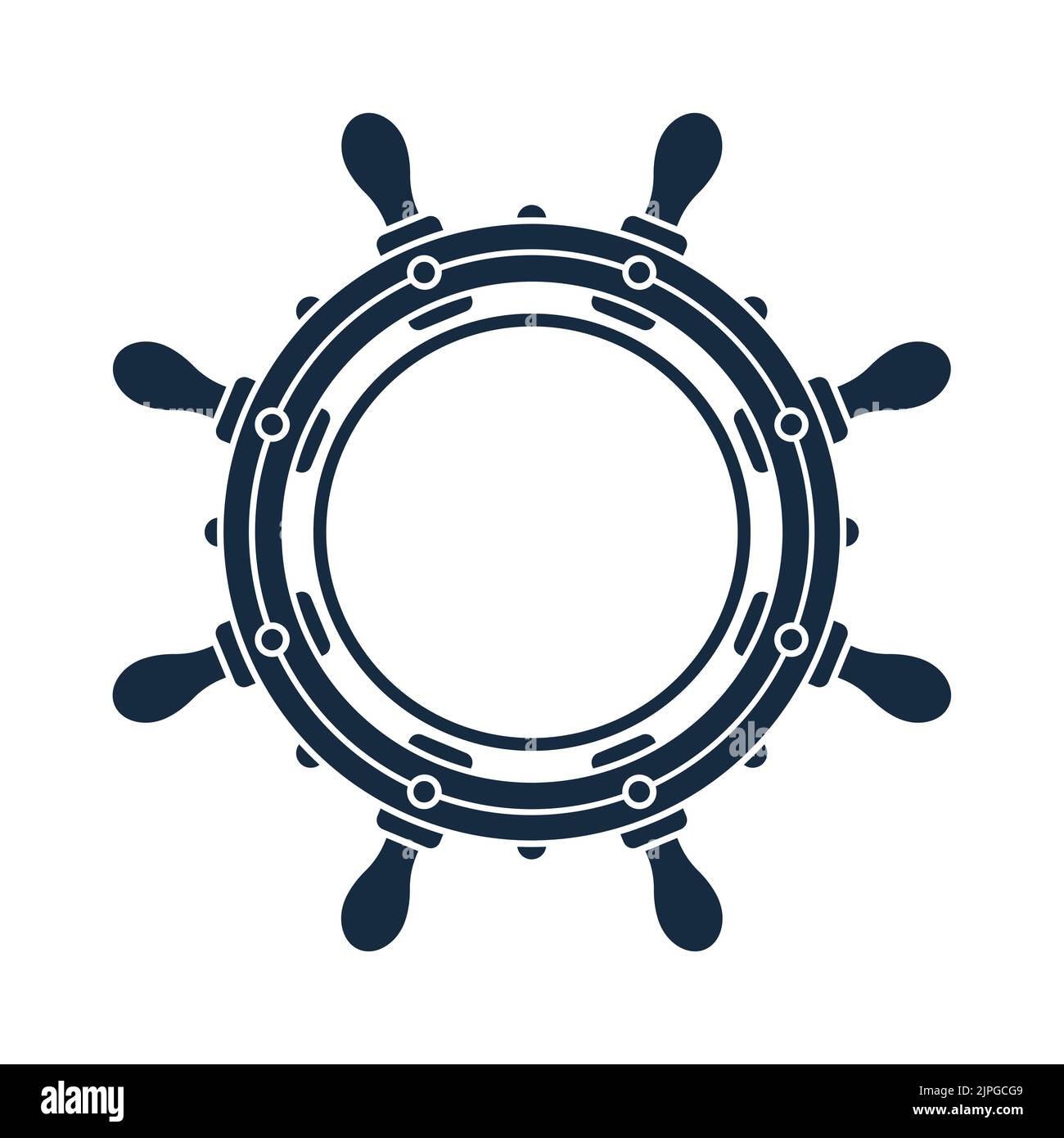 Marine steering wheel border with copy space - Nautical design element ...