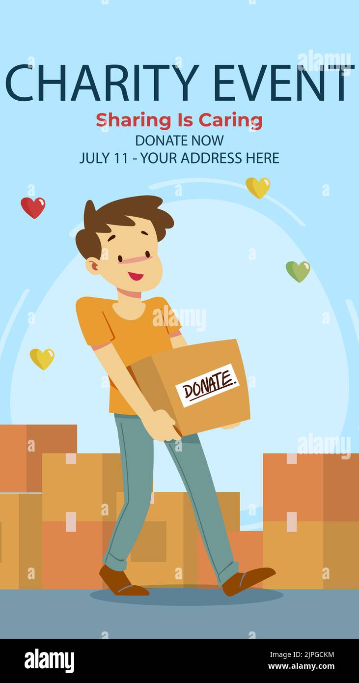 Hand drawn charity event template design Vector illustration Stock ...