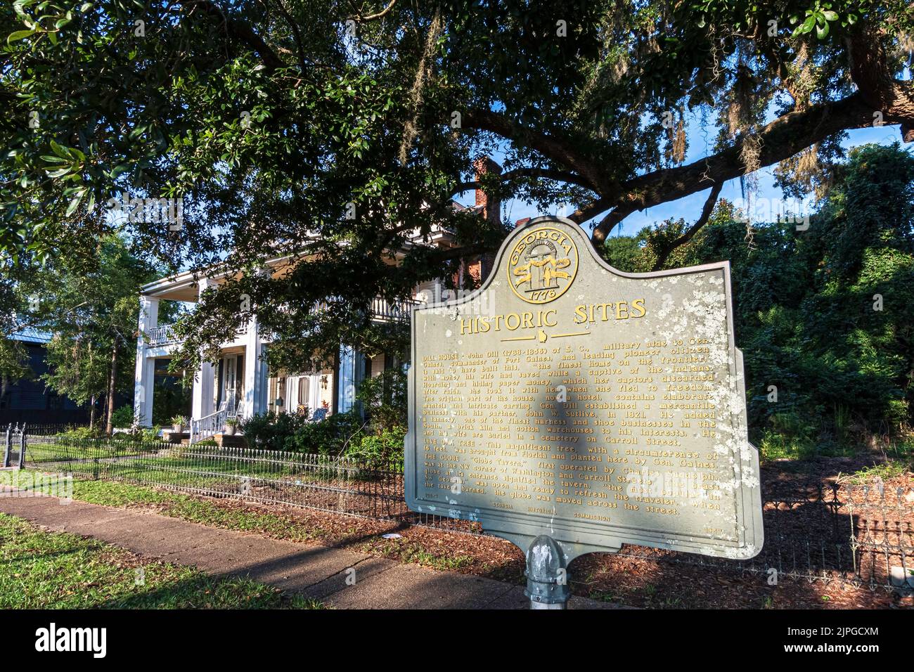 Fort Gaines, Georgia, USA - August 13, 2022: Historic Site marker in front of the Dill House ...