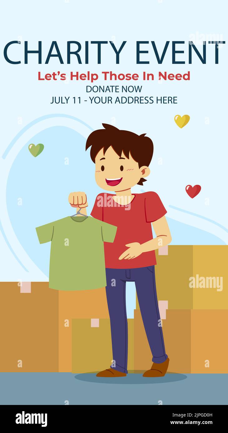 Hand drawn charity event template design Vector illustration Stock ...