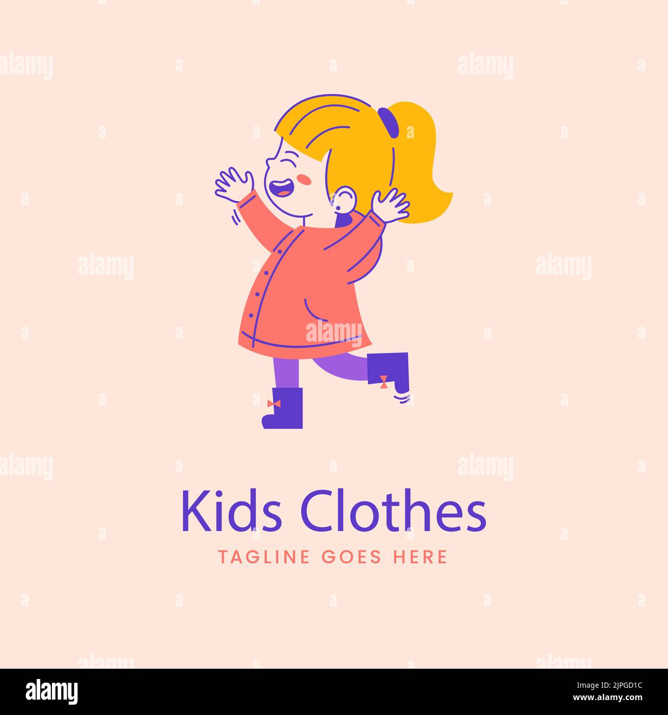 Hand drawn kids clothing store logo Vector illustration Stock Vector ...